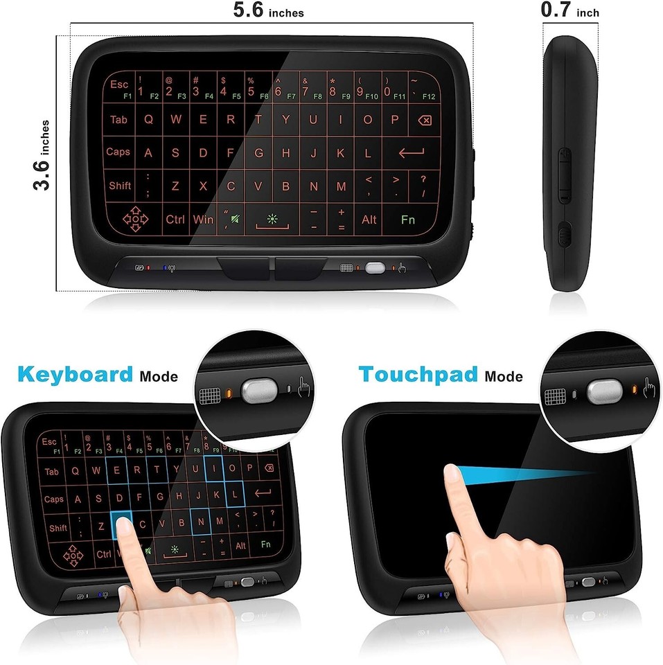 ILEBYGO H18+ 2.4Ghz Mini Wireless Touchpad & Keyboard Combo with 3 ...