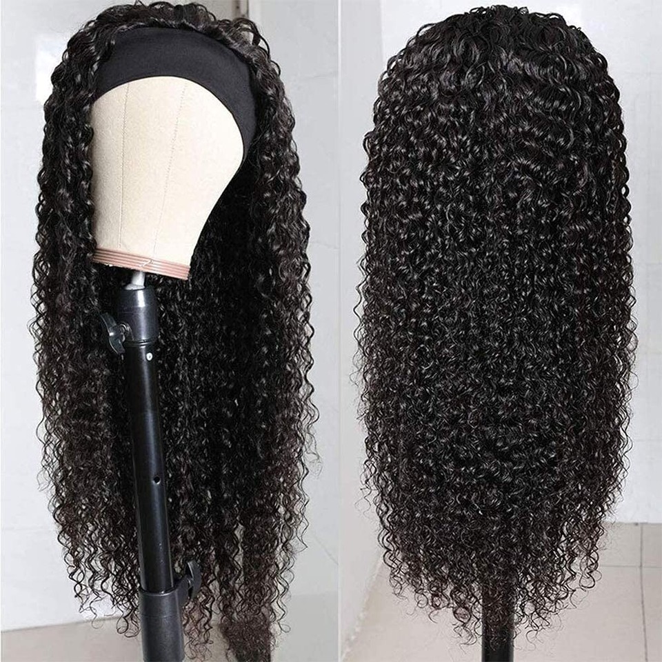 Wig Human Hair Deep Wave 16 Inch Wig Glueless Headband Wig Deep Wave ...