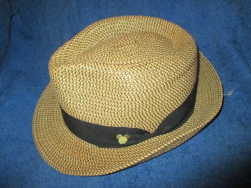 Disney Parks Fedora Hat Adult Size Woven Beige Black Band Micky Mouse ...