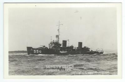 WWII Minesweeper Raven Class U S Navy Photograph RPPC Postcard Grogan ...