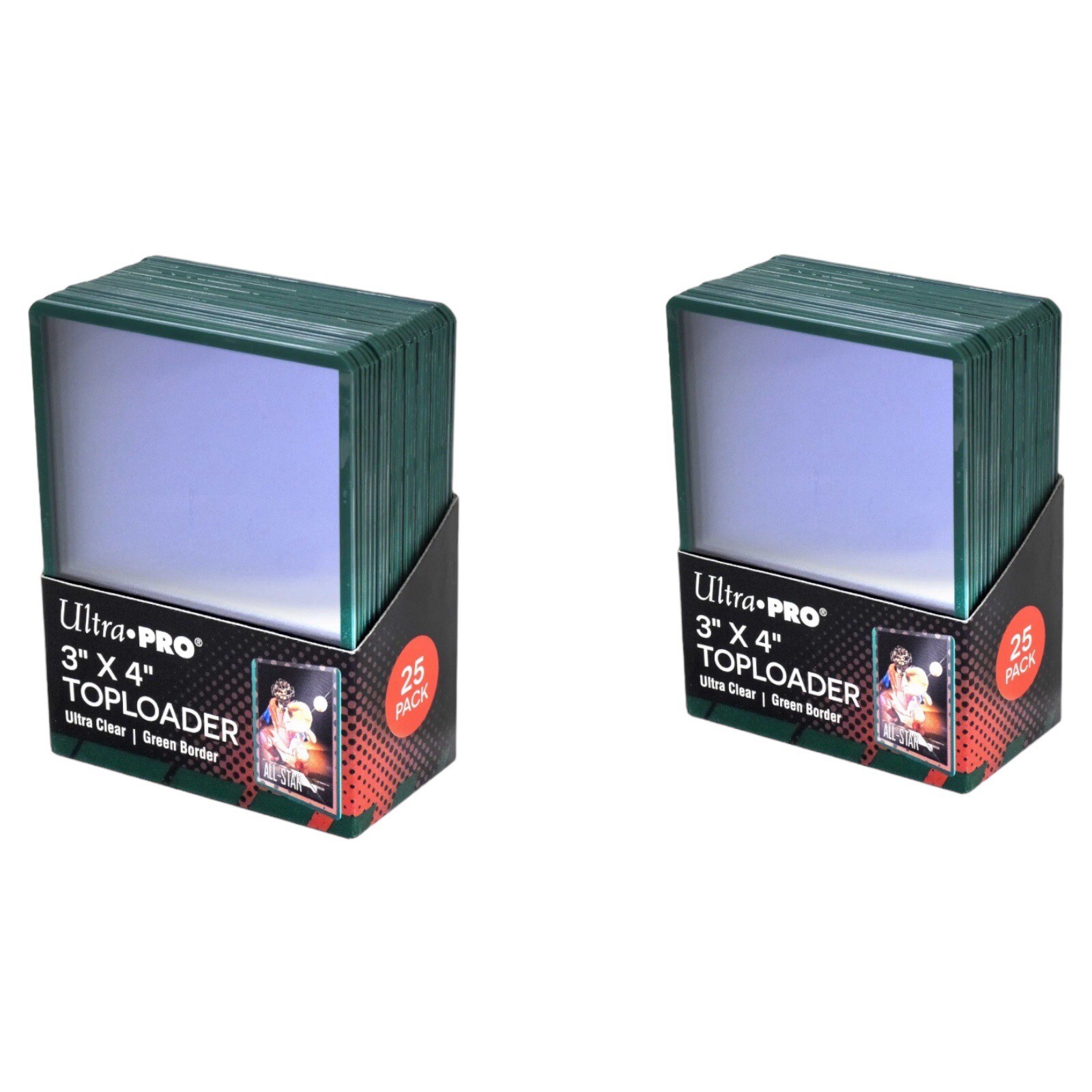 Ultra Pro 3x4 GREEN BORDER TOPLOADERS 35pt Sports & Gaming 2 Pack 50 ...