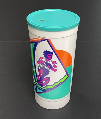 Vintage 90s Retro Colorful Collectible Plastic Cup w/Lid Water Sports ...