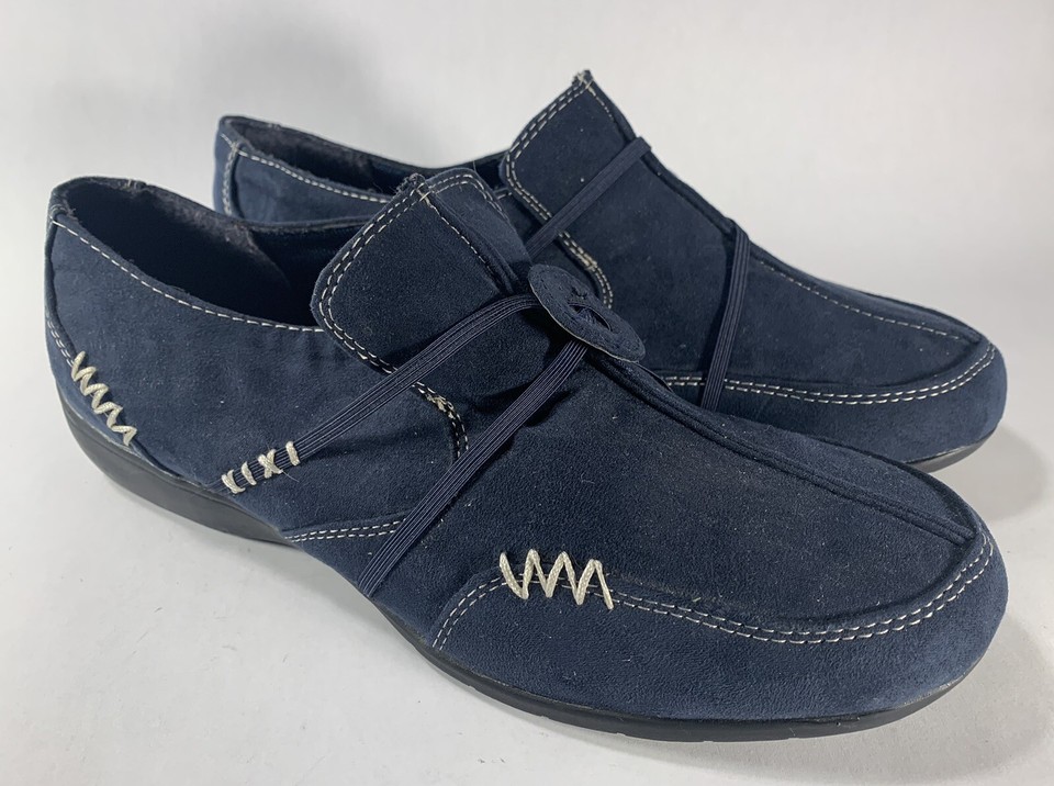 Classique Shoes Womens 9W Slip On Loafers Comfort Blue Fabric Closed ...