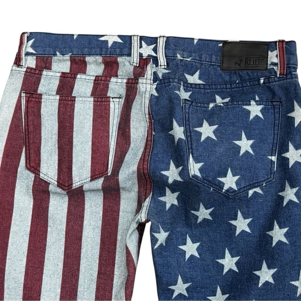 Rude Denim Jeans American Flag 34x31 Americana Streetwear | eBay