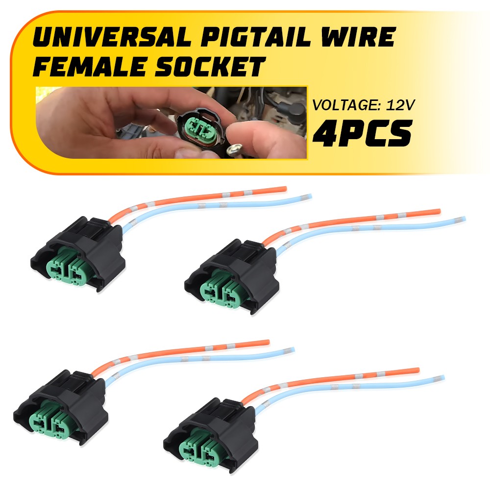 H11 Wire Pigtail Female Two Harness Head Light Low Beam Socket ...