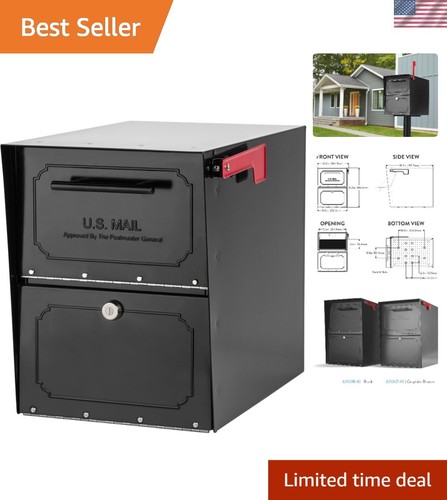 Metal Locking Mailbox Large Capacity Weatherproof Secure Post Mount ...