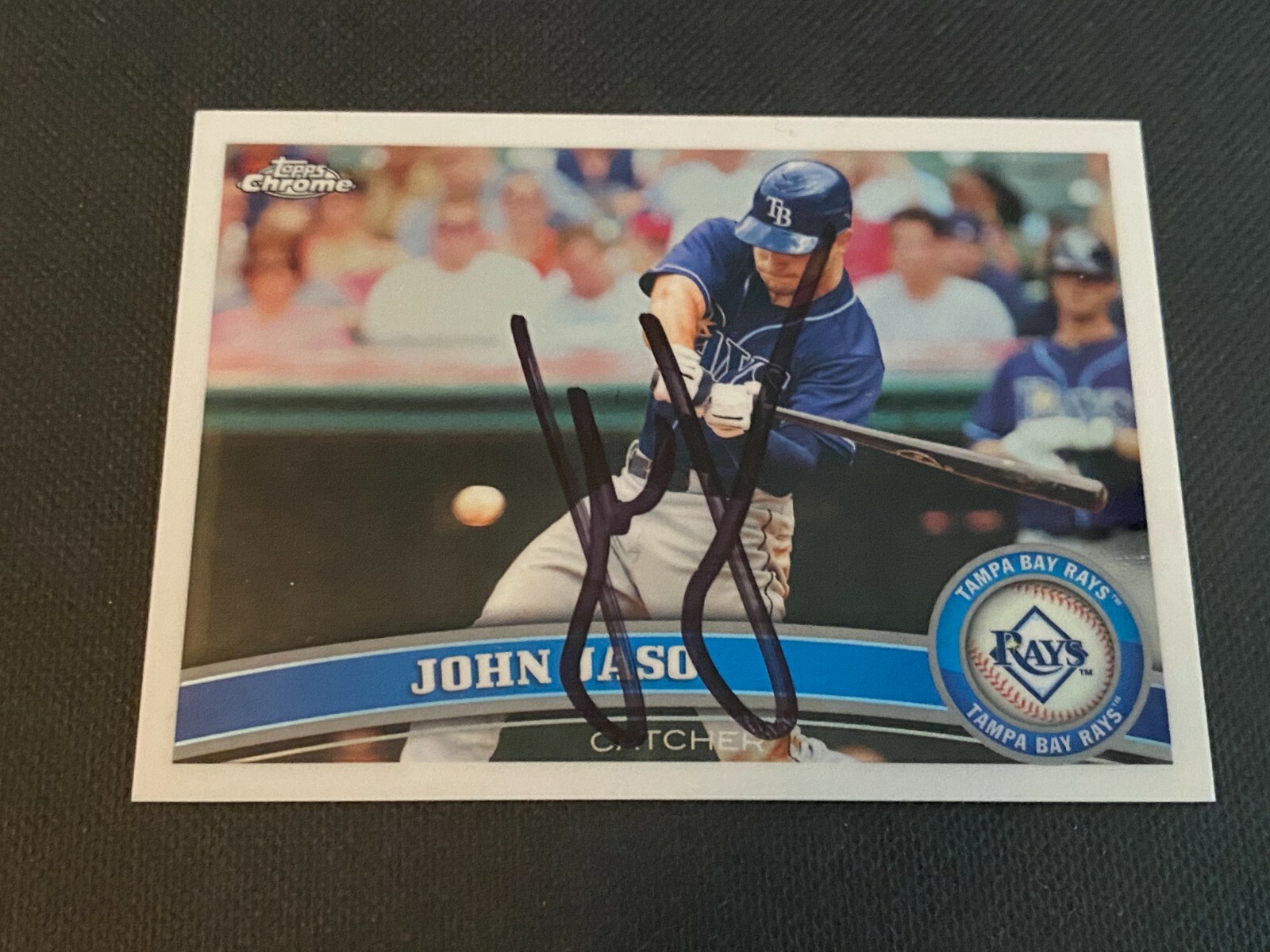 John Jaso Signed 2011 Topps Chrome Card Auto Tampa Bay Rays Autograph ...