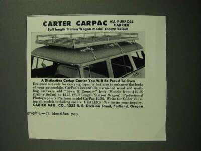 1957 Carter Carpac All-Purpose Cartop Carrier Ad | eBay
