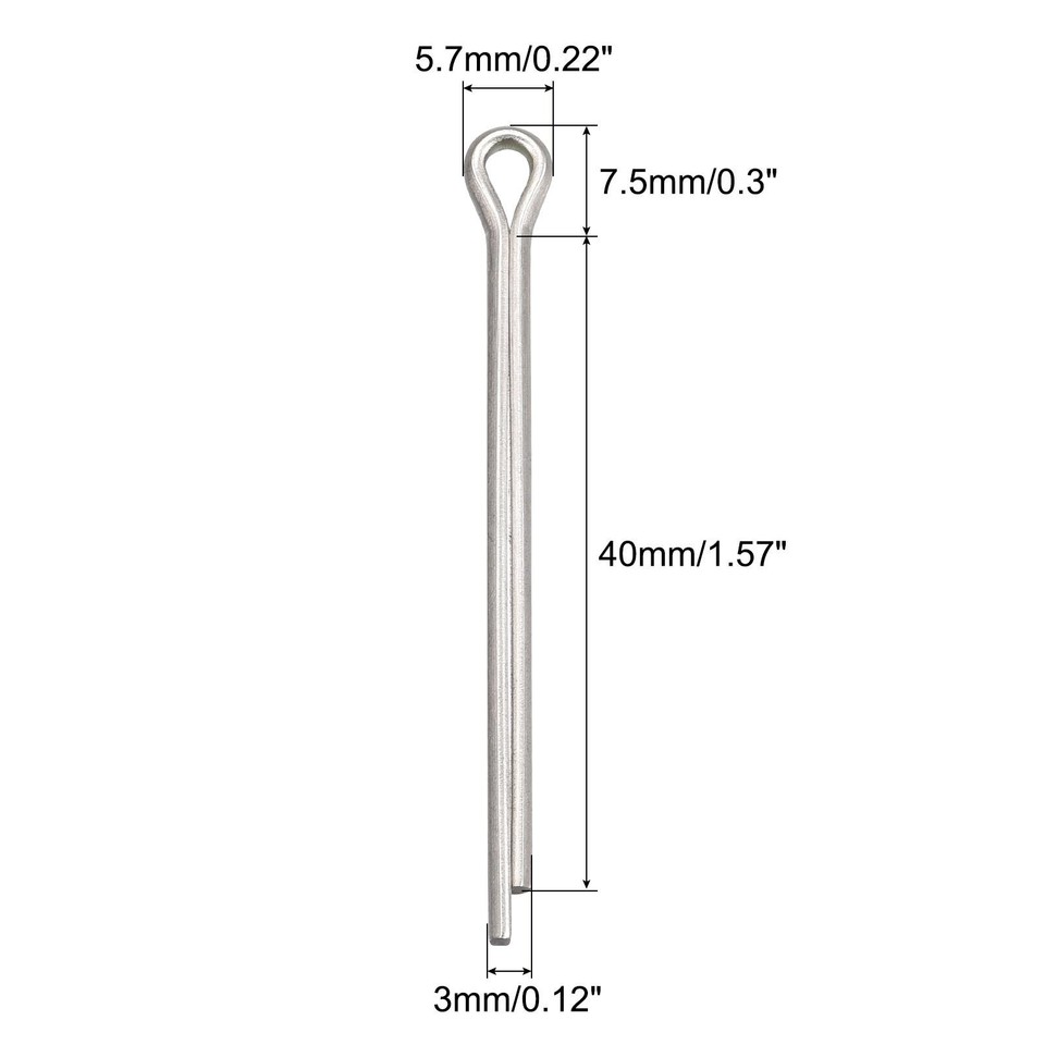 Split Cotter Pin, 3mm x 40mm 316 Stainless Steel Clip Fastener Fitting ...