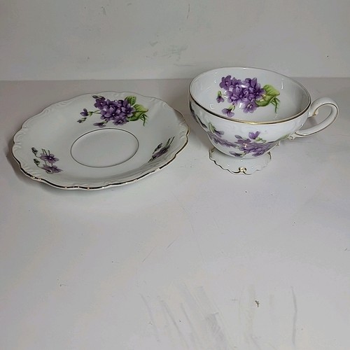 Vtg Ohata China OC Demitasse Teacup & Saucer Made Occupied Japan Purple ...