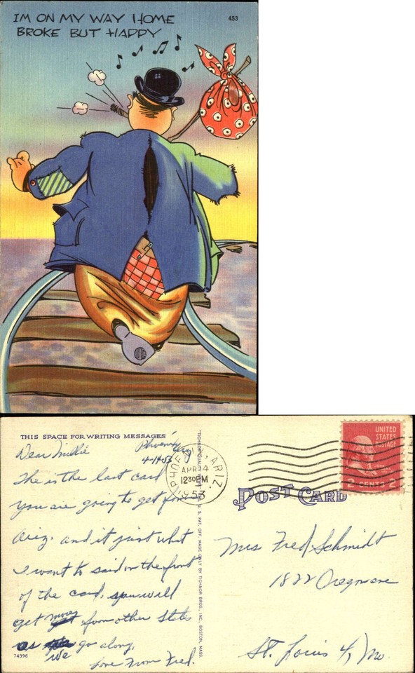 Broke But Happy hobo tramp heading home train tracks ragged clothes ...