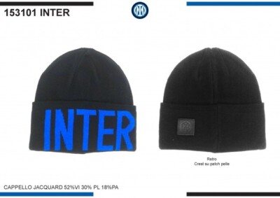 CAPPELLO INTER INVERNALE NERO CUFFIA ADULTO RAGAZZO PRODOTTO UFFICIALE ...
