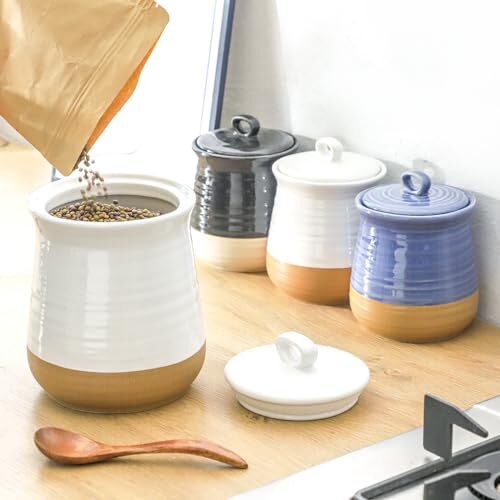 Ceramic Food Storage Jar, 88 OZ Large Kitchen Canister with Lid ...