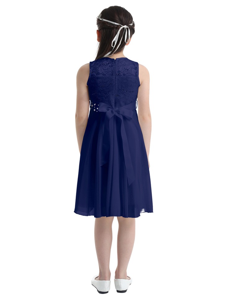 AU Flower Girl Dress Girls Wedding Bridesmaid Pageant Prom Lace Chiffon ...