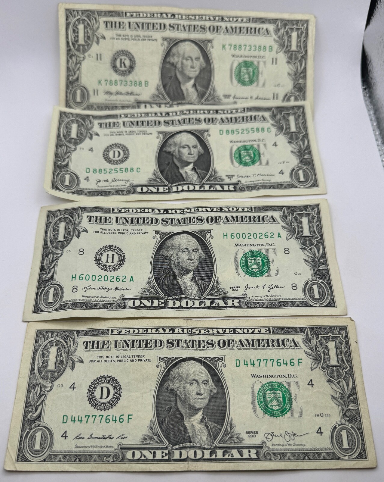 $1 Trinary Notes - One Dollar Bills - Fancy Serial Numbers - No Reserve ...