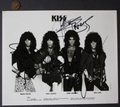 Kiss Rock Band autographed 1989-91 SIGNED BY ALL FOUR MEMBERS Eric Carr ...