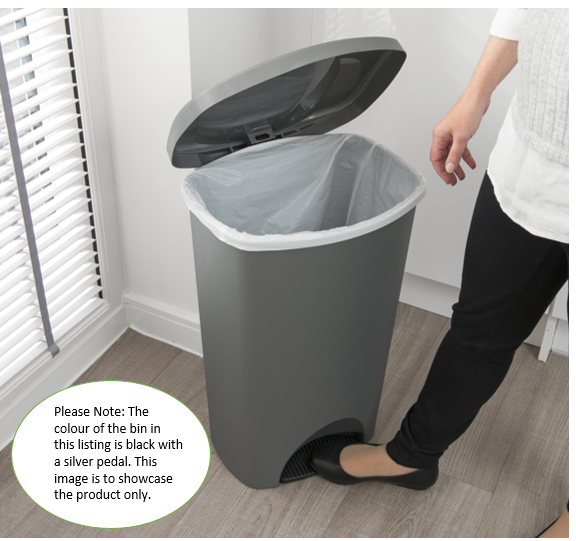Addis Plastic Family Kitchen Bin Black With Silver Pedal 517262ebay ...