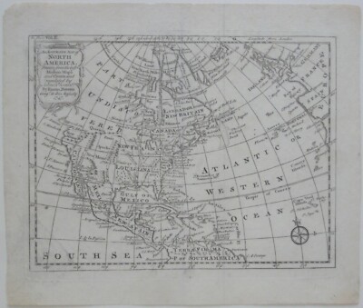 Original 1747 Bowen Map NORTH AMERICA Quivira Strait of Anián Indians ...