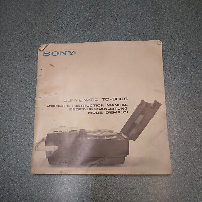 Vintage Sony-O-Matic TC-900S Reel-to-Reel Manual | eBay