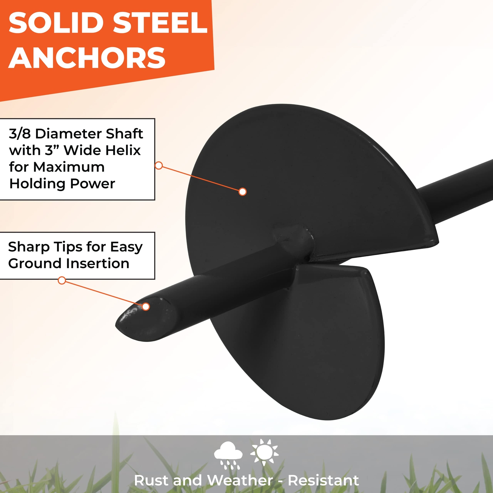 20-inch Ground Anchors 4pcs Easy to Use With Drill 10mm Diameter Heavy ...