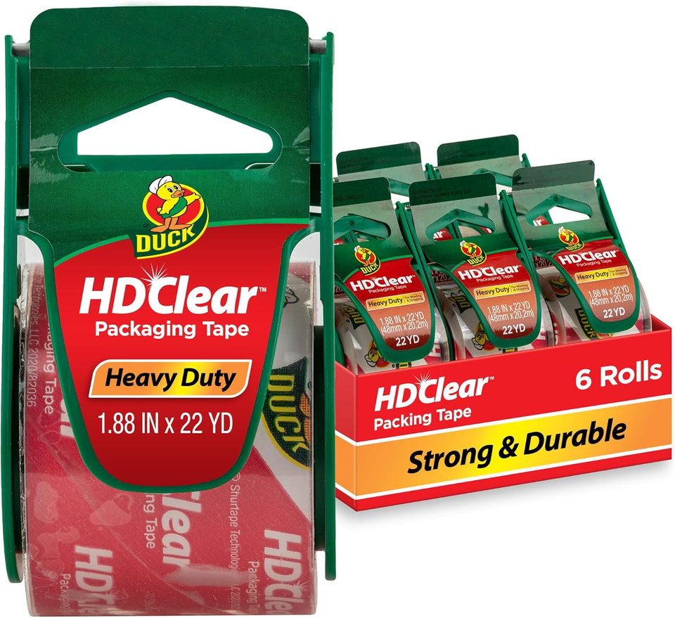 HD Clear Packing Tape with Dispensers - 6 Rolls of Strong Heavy Duty ...