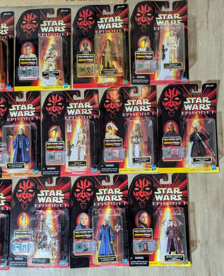 Lot (16) Star Wars Episode 1 Original Case Box CommTech Chip Figures ...