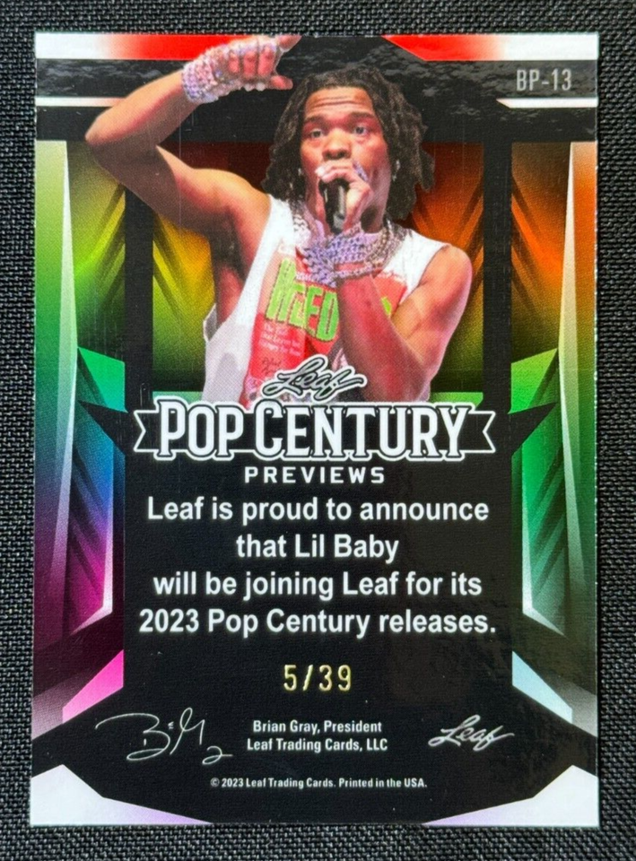 Lil Baby 2023 Leaf Pop Century Previews Silver Prismatic #/39 | eBay