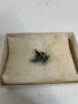 Silver tone eagle turquoise inlay lapel pin | eBay