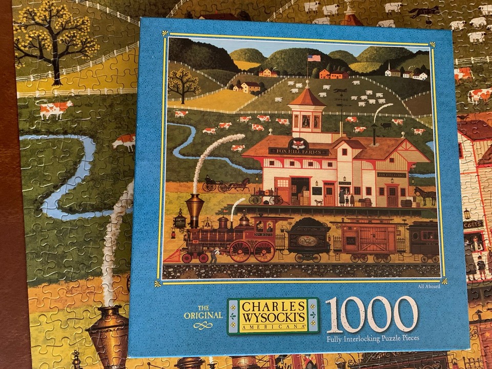 Charles Wysocki All Aboard (Fox Hill Farms) 1000 PC Puzzle MB | eBay