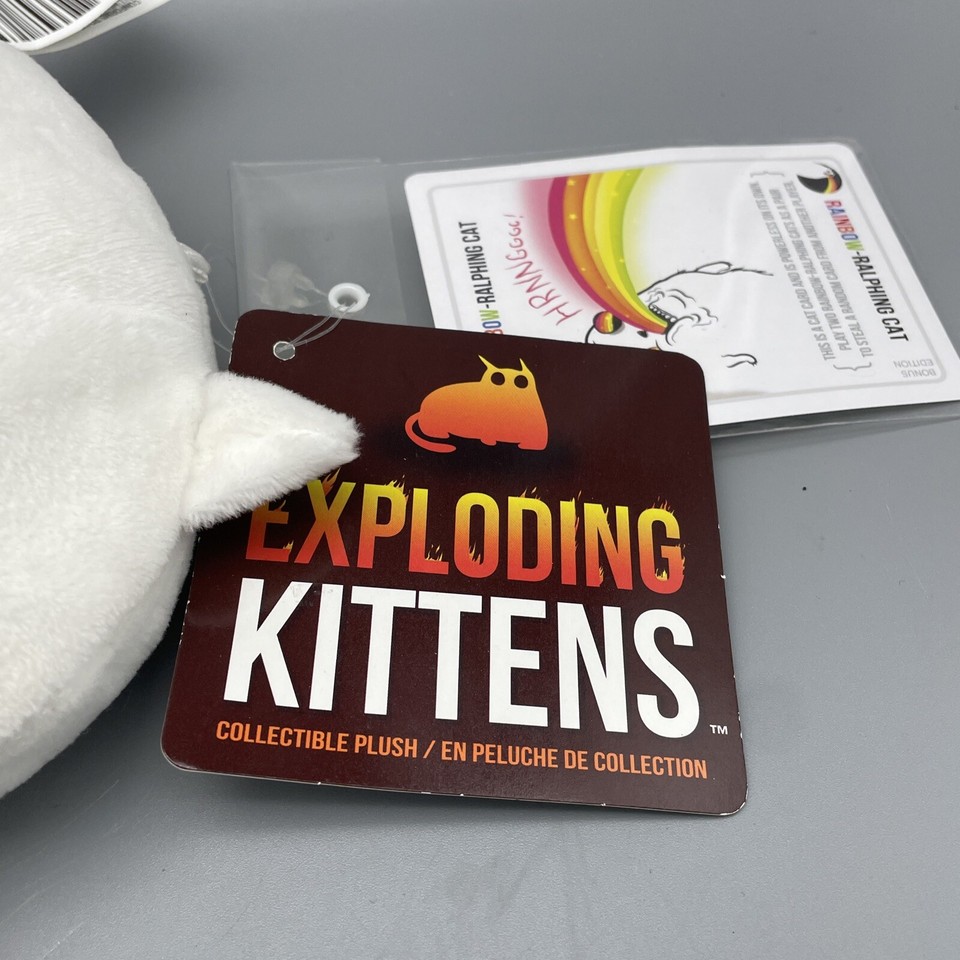Exploding Kittens Rainbow Ralphing Cat with Bonus Card NWT White Kitty ...