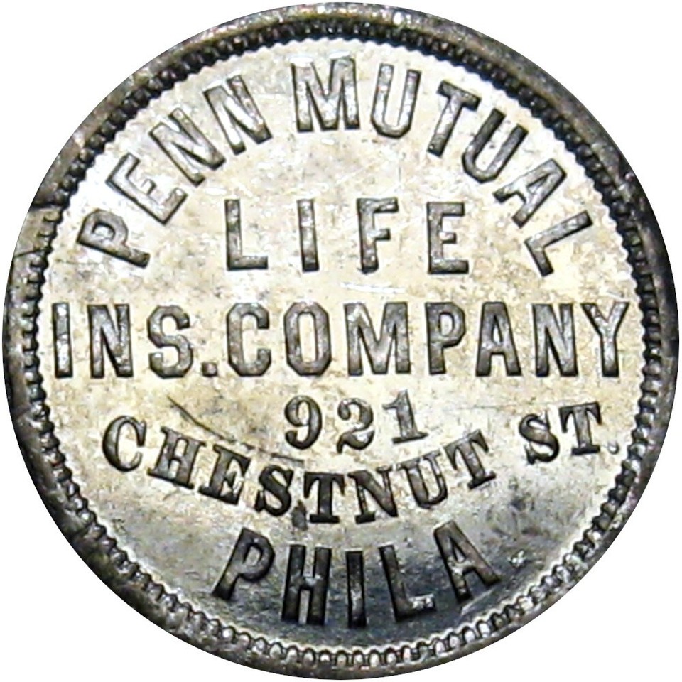 1876 Philadelphia Pennsylvania Merchant Token Penn Life Libertas ...