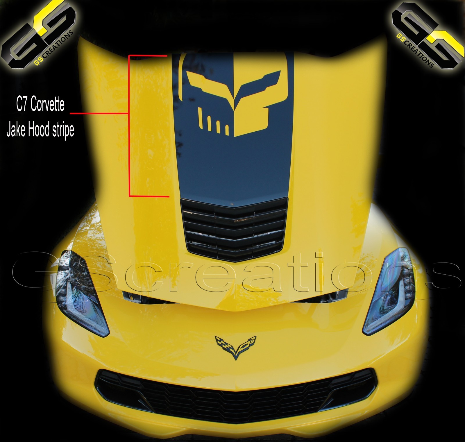 C7 Corvette Stingray Hood Vinyl Graphic Decal Stripe Jake Skull Style ...