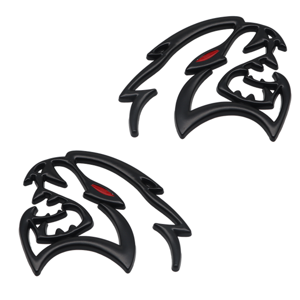 2x Metal Matte Black Devil Cat Hellcat Fender Side Emblems Badge Car ...