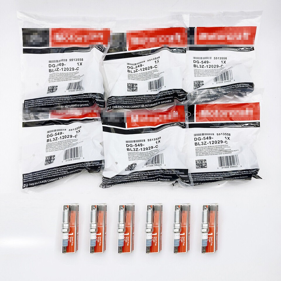 6x GENUINE DG549 Ignition Coil SP534 Spark Plug For Motorcraft Ford ...