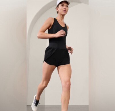 Athleta Crossover Runsie Romper Mini Short Onepiece | Black Large ...