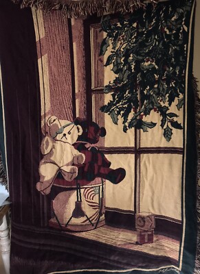 Bob Timberlake Throw Blanket Tapestry Christmas Bears In Window Drum 48 ...