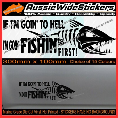 Fishing Boat Reels Tackle Box Funny Marine Stickers GOING HELL FISHING ...