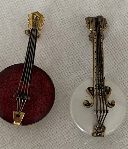 2 Mandolin/Banjo Pins Mother Of Pearl & Enamel | eBay