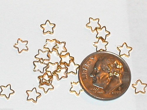 10pc Miniature dollhouse TINY little Gold plated Metal STAR charm flat ...