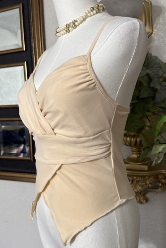 Women’s Twist Front Cami Crop Top Spaghetti Strap V Neck Split Camisole ...