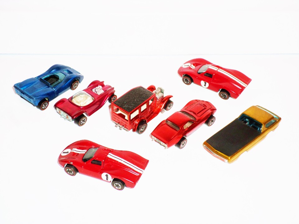 REDLINE HOT WHEELS LOT OF 7 NM+ CARS: RED WOODY, RED US VETTE, RO ...