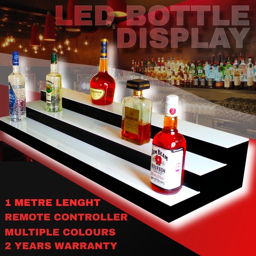 LED Lighted Bar Stand Display steps for spirits bottles 1metre length 3 ...