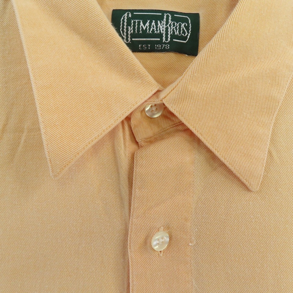 Gitman Bros Shirt Men XL 17 Orange Peach Button Up Long Sleeve Vintage ...