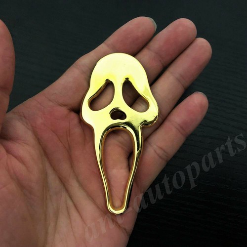 3D Golden Metal Skull Skeleton Ghost Car Trunk Rear Emblem Badge Decal ...