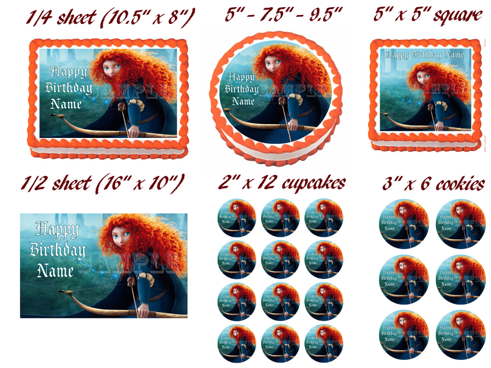 BRAVE Merida Edible Party Cake topper image | eBay
