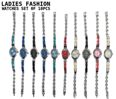 10pcs Set Women's Fashion Steel Band A06 Quartz Multi-Color Watch ...