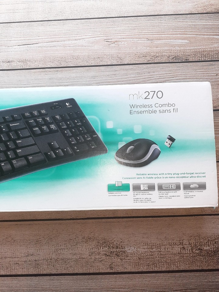Logitech Full-Size Wireless Combo MK270 Mouse and Keyboard Black OPEN ...