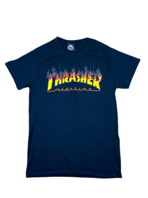 Men's Thrasher Magazine Skateboarding Flaming Graphic Logo T-Shirt ...