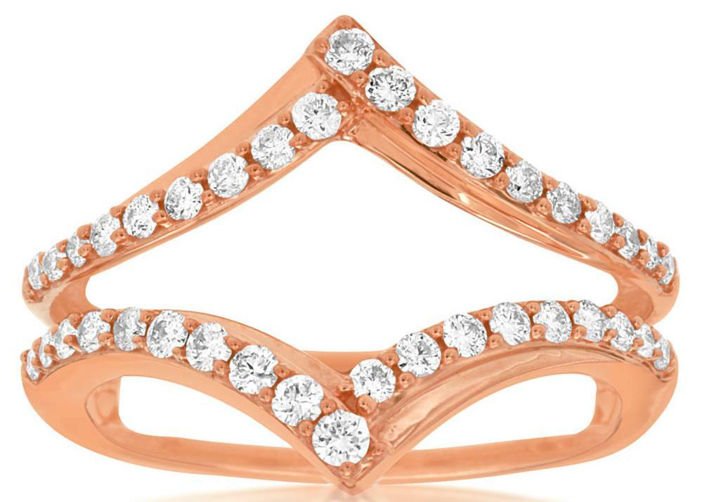 ESTATE 0.50CT DIAMOND 14KT ROSE GOLD 3D CLASSIC ROUND DOUBLE V SHAPE ...