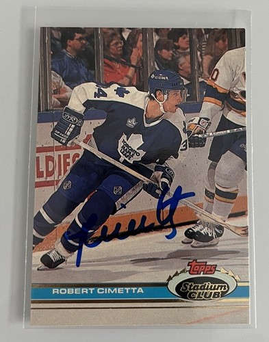1991-92 Topps Stadium Club Rob Cimetta #9 Auto Autograph Signed Maple ...